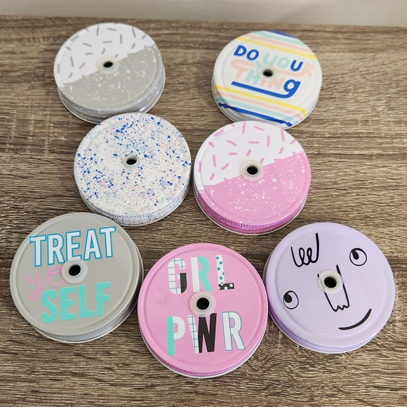 Kitchen | 7 Fun Mason Jar Lids With Straw Holes Really Cute See ...